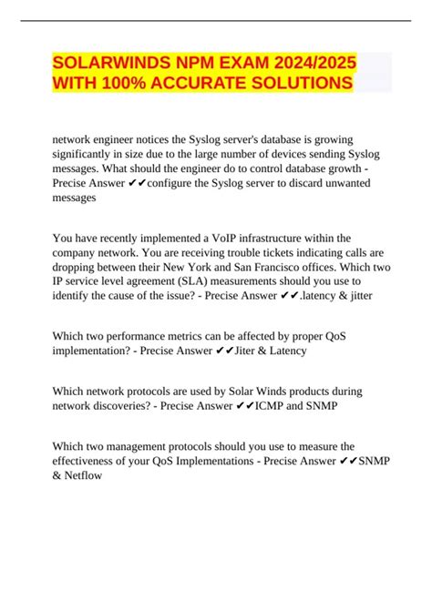 Solarwinds Npm Exam 2024 2025 With 100 Accurate Solutions Solarwinds Npm Stuvia Us