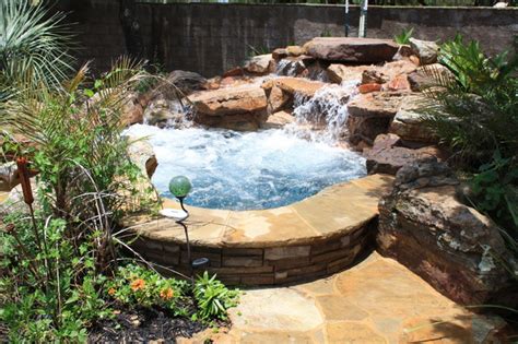 Jacuzzi Waterfall Pool Landscape Oasis Lagoon Large Mineral Hot Tub