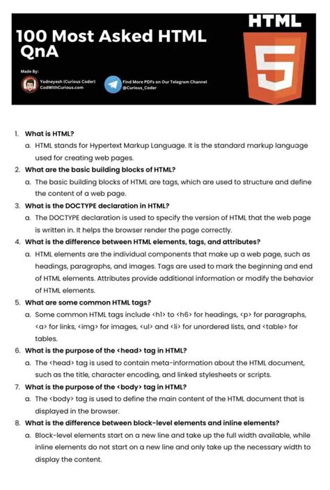 Html Interview Questions And Answers Codewithcurious