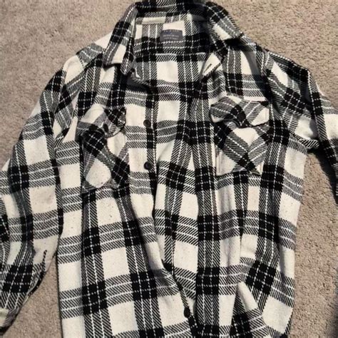 White And Black Flannel Shirt Flannel Depop