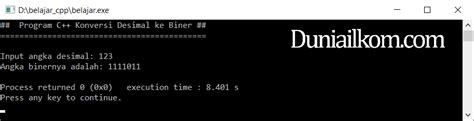 Latihan Kode Program C Konversi Bilangan Desimal Ke Biner