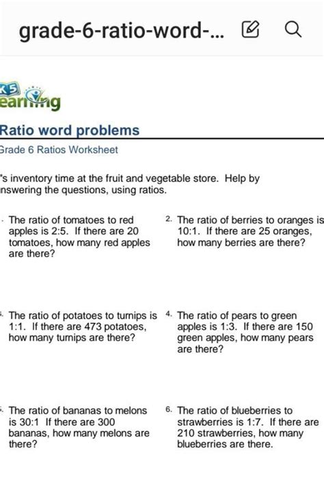 Math Ratio Word Problems