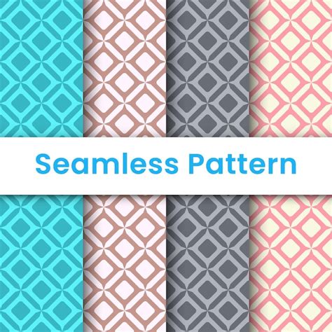 Premium Vector Collection Of Colorful Geometric Simple Seamless Patterns Bright Symmetric