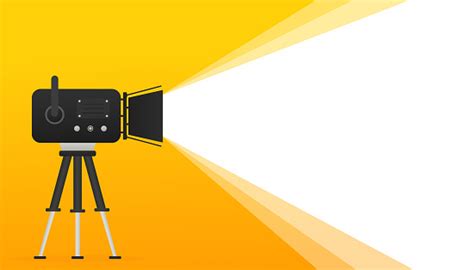 삼각대에 있는 빈티지 영화 프로젝터의 실루엣 영화 배경입니다 배너 전단지 포스터 또는 티켓에 대한 영화제 템플릿 텍스트를 위한 장소가 있는 오래된 영화 프로젝터 벡터 그림