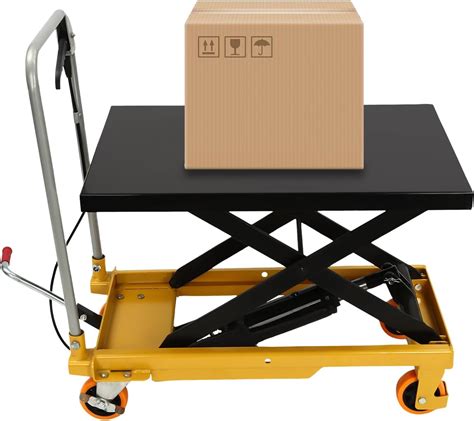 Hydraulic Lift Table Cart 500lbs Capacity Scissor Lift Table With 4 Wheels Manual