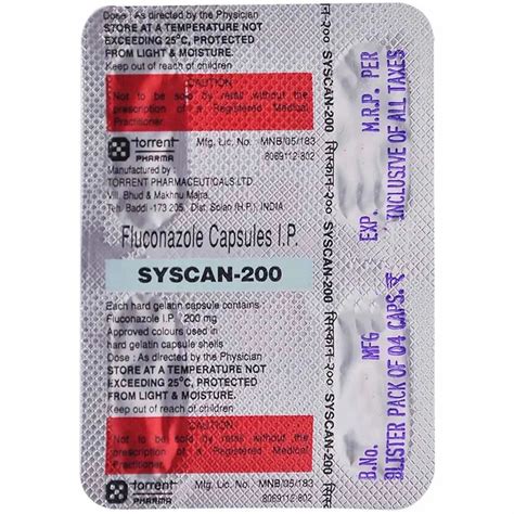 Syscan Fluconazole 200 Capsule 200mg At ₹ 179strip In Nagpur Id