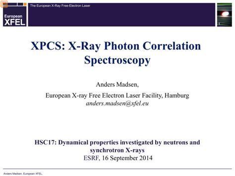 Xpcs X Ray Photon Correlation Spectroscopy