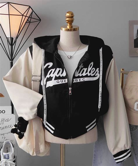 6color 간절기가을신상퀄보장레터링 후드야구점퍼바시티바람막이 하이틴후드야구점퍼 에이블리