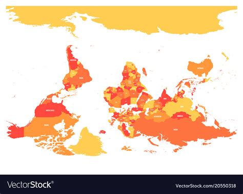 Reversed Or Upside Down Political Map Of World Vector Image