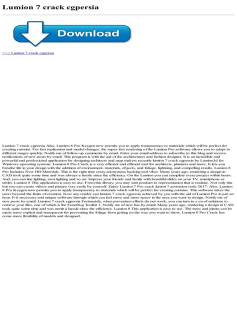 Lumion 7 Crack Cgpersia Pdf Rendering Computer Graphics Application Software