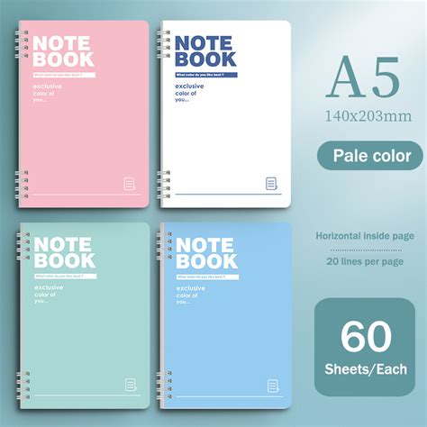 Hami 4pcs A5 Spiral Notebook For High Babe Morandini Color Loose Leaf Note Book Aesthetic