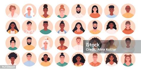 사람들 아바타 세트 나이 인종 외모가 다른 사람들 다문화 사회 현대 사회에서 사람들의 사회적 다양성 손으로 그린 벡터 일러스트
