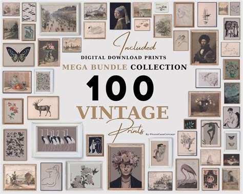Vintage Mega Bundle Gallery Wall Print Set Vintage Art Prints Download Eclectic Printable Wall