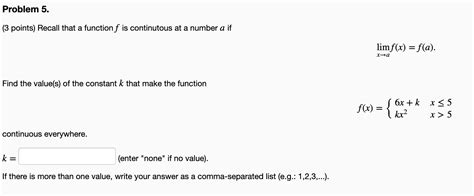 solved problem 5 3 points recall that a function f is