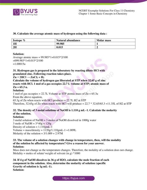 Ncert Exemplar Class 11 Chemistry Solutions Chapter 1 Basic Concepts Of Chemistry