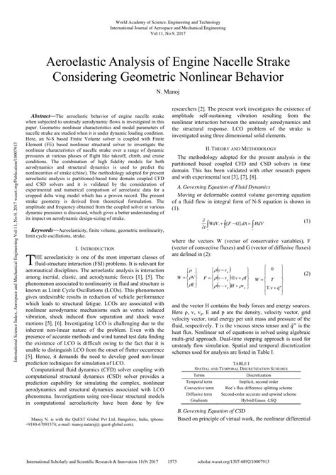Pdf Aeroelastic Analysis Of Engine Nacelle Strake Considering