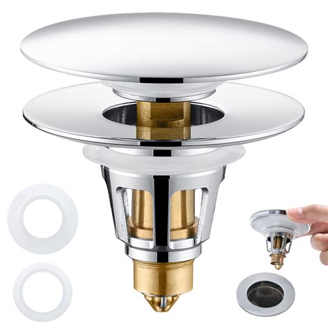 Perpaime Universal 3 In 1 Bathroom Sink Stopper Chrome Pop Up Sink Drain