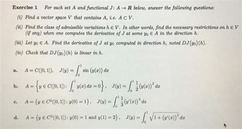 Solved Exercise 1 For Each Set A And Functional J A → R