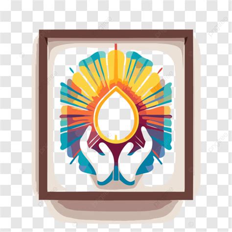 햇빛이 비치는 공을 잡고 있는 두 손을 특징으로 하는 액자에 넣은 종이 예술 그림 벡터 흰색 배경에 축복의 단순한 다채로운 아이콘 그림자 없음 작은 프레임 중앙 Png