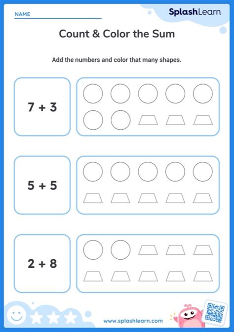Color Shapes Sum Printable Math Worksheet Worksheets Library