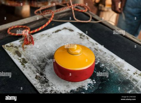A Traditional Malaysia Wooden Spinning Top Seen Tested By Wak Aziz