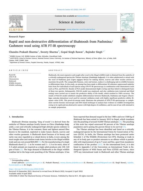 Pdf Rapid And Non Destructive Differentiation Of Shahtoosh From Pashminacashmere Wool Using