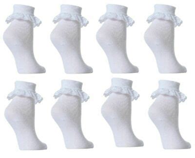 White 3 Pair Bobby Socks Rock N Roll Fancy Dress Lace Trim Frilly Dance