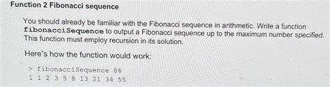Solved Function 2 Fibonacci Sequence You Should Already Be