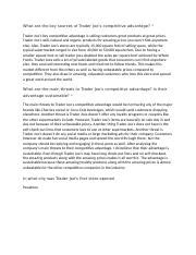 Trader Joes Case 1 Docx What Are The Key Sources Of Trader Joe S Competitive Advantage