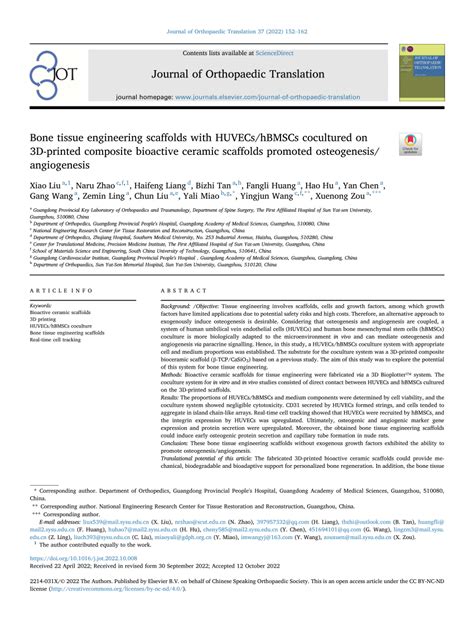 Pdf Bone Tissue Engineering Scaffolds With Huvecshbmscs Cocultured
