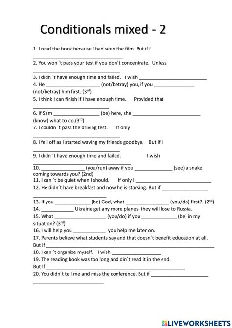 Conditionals Mixed 2 Worksheet Live Worksheets