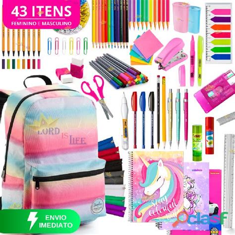 Kit Material Escolar Menina Completo Mochila Feminina Escolar Material