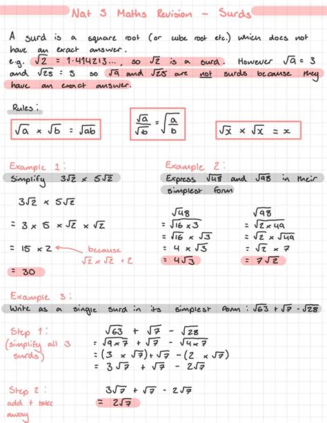 Fun National 5 Maths Surds Worksheets And Tips Maths As Pdf Knowunity