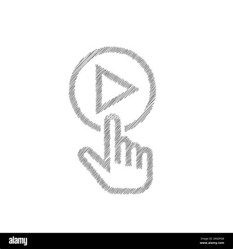 Finger Pressing Play Button Grey Sketch Icon Stock Vector Image Art