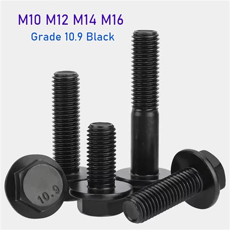 M10 M12 M14 M16 Preto Grau 109 Aço Carbono Flangeado Cabeça Sextavada