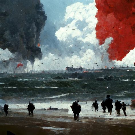 D Day Allied Troops Landing In Normandy In World War Ii Generative Ai