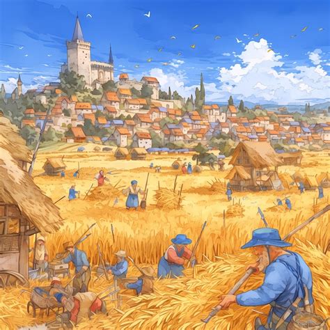 Premium Photo Bountiful Harvest A Medieval Farming Scene