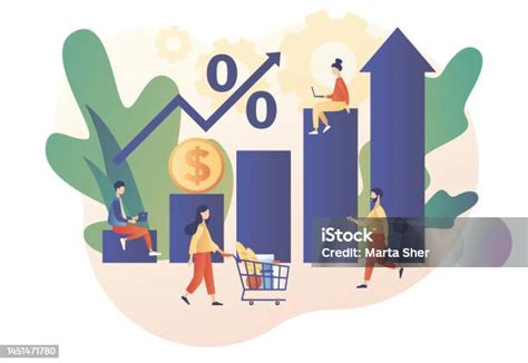 경제 인플레이션 식량 가격 상승 위기 개념입니다 불안정한 예측 재정 문제 현대 평면 만화 스타일입니다 흰색 배경에 벡터 그림 가격에 대한 스톡 벡터 아트 및 기타 이미지