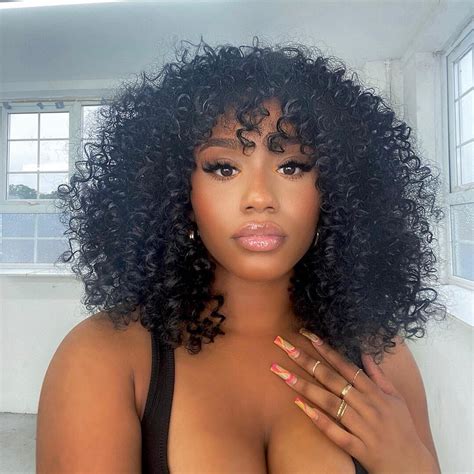 Curly Bob Wig Machine Made Wig With Bangs Human Hair Wig WigFever