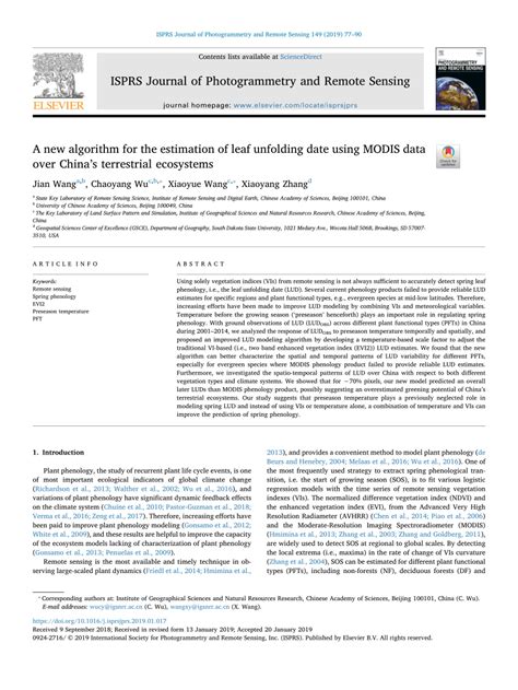pdf a new algorithm for the estimation of leaf unfolding date using