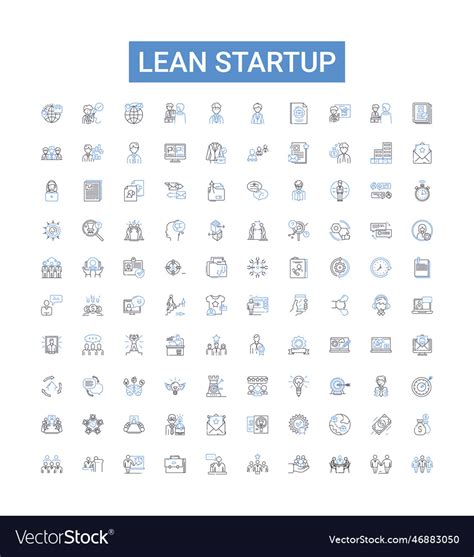 Lean Startup Outline Icons Collection Lean Vector Image
