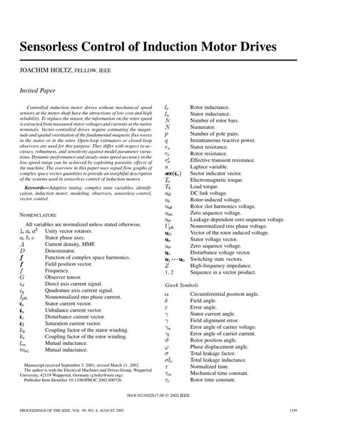 Pdf Sensorless Control Induction Motor Drive