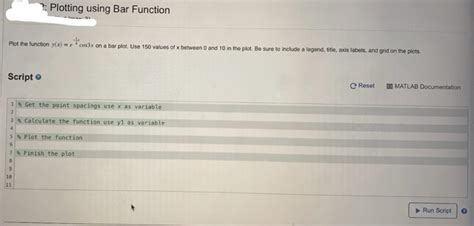 Plotting Using Bar Function Plot The Function Yx