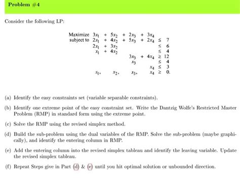 Solved A Identify The Easy Constraints Set Variable
