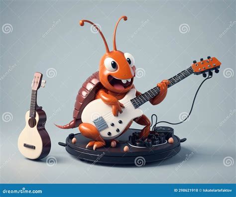 A Cockroach Sits On A Plate With An Egg And Two Sausages Stock