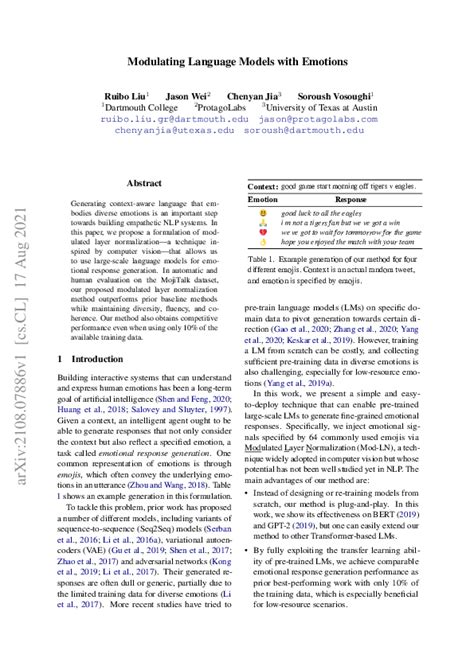 Pdf Modulating Language Models With Emotions