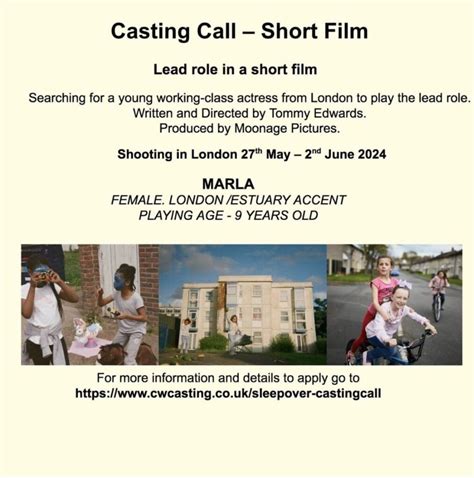 Casting Call Short Film Lead Role In A Short Film Searching For A Young Working Class Actress