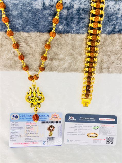 Trishool Mala Original Natural Rudraksha Bracelet 5 Mukhi Combo L Japnam