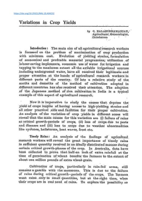 Pdf Variations In Crop Yields