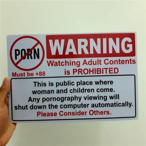 SIGN WARNING WATCHING ADULT CONTENTS IS PROHIBITED SIGNAGE PVC TYPE AND PLASTIC LAMINATED 250GSM